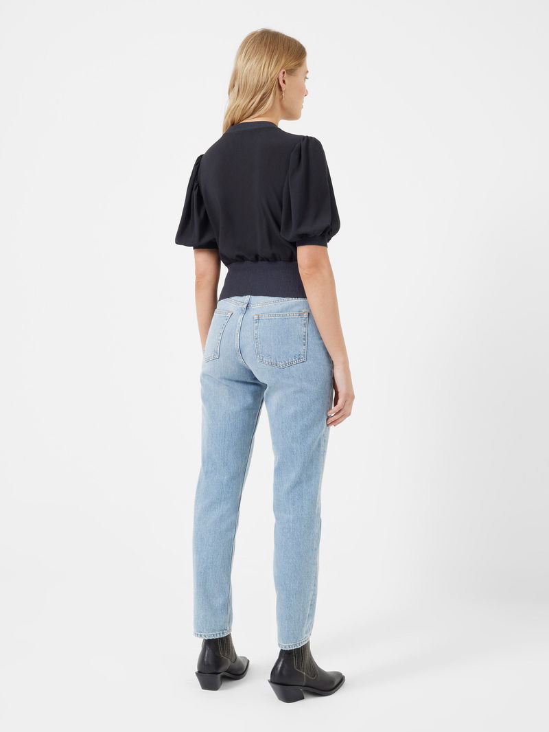 FRENCH CONNECTION Jenna Mix Knit Top in Moonless Night | endource