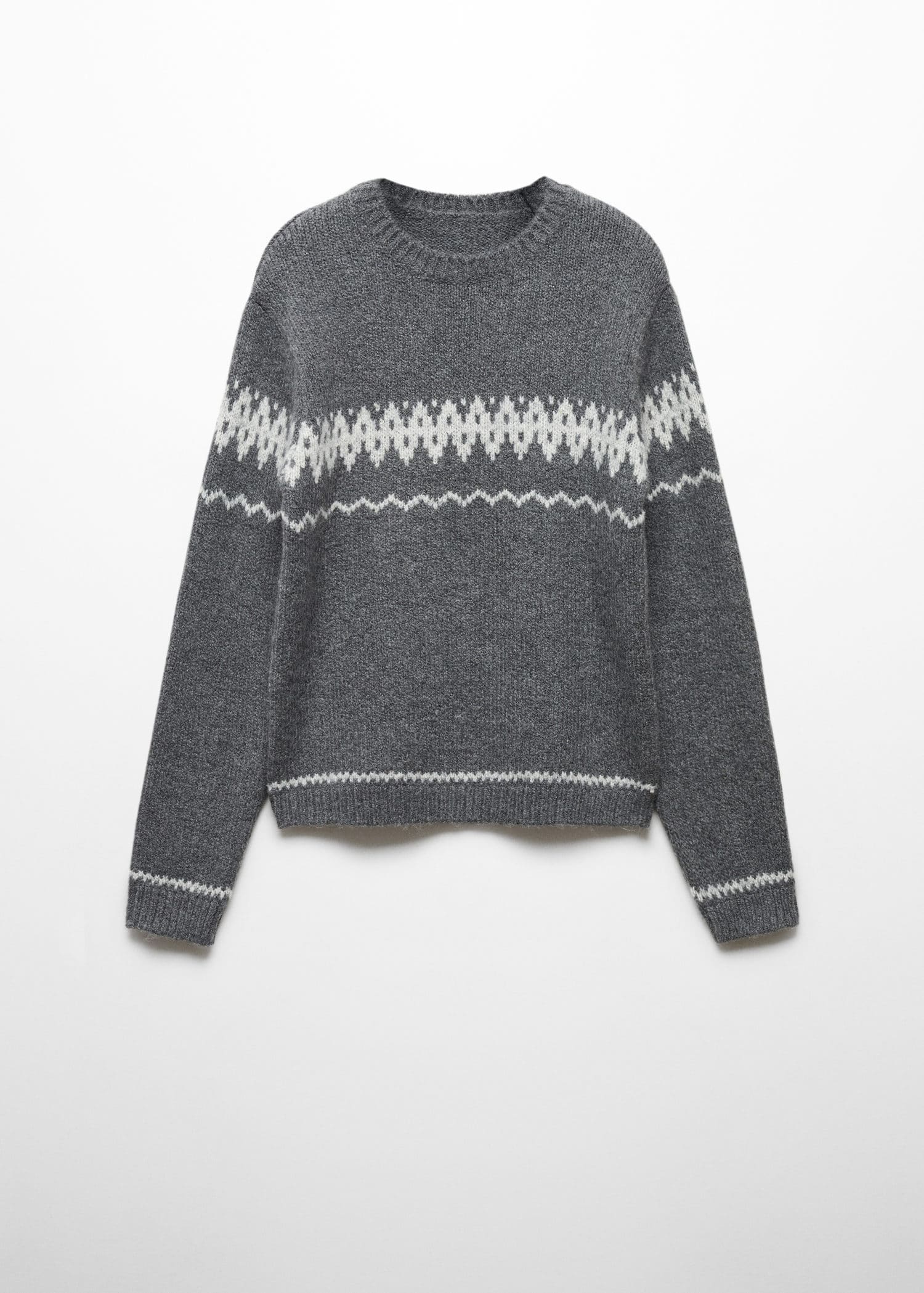 MANGO Knit Cotton Sweater in Dark Heather Grey | endource