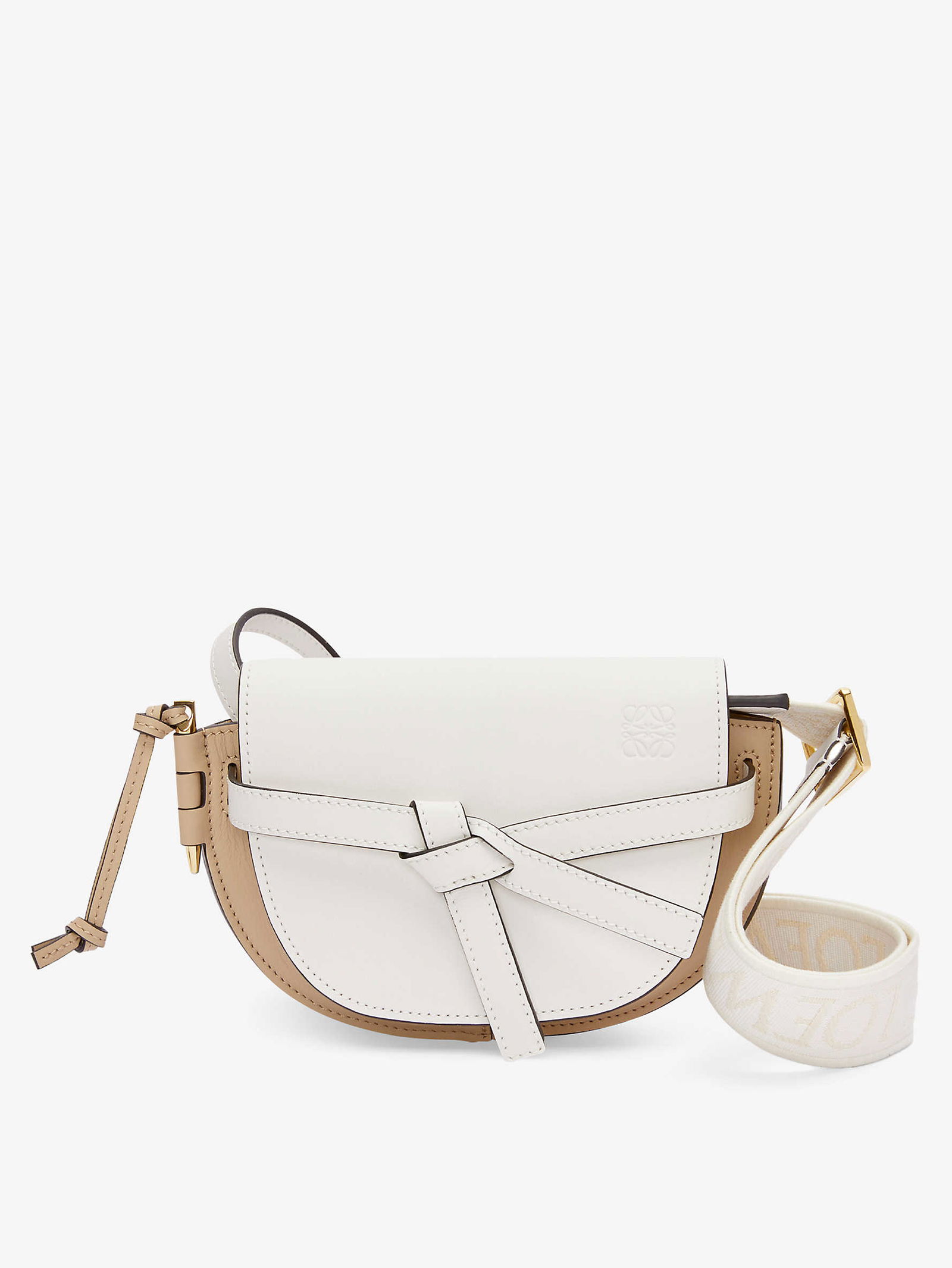 LOEWE Gate Dual Mini Leather Shoulder Bag in WHITE/PAP CRAFT | Endource