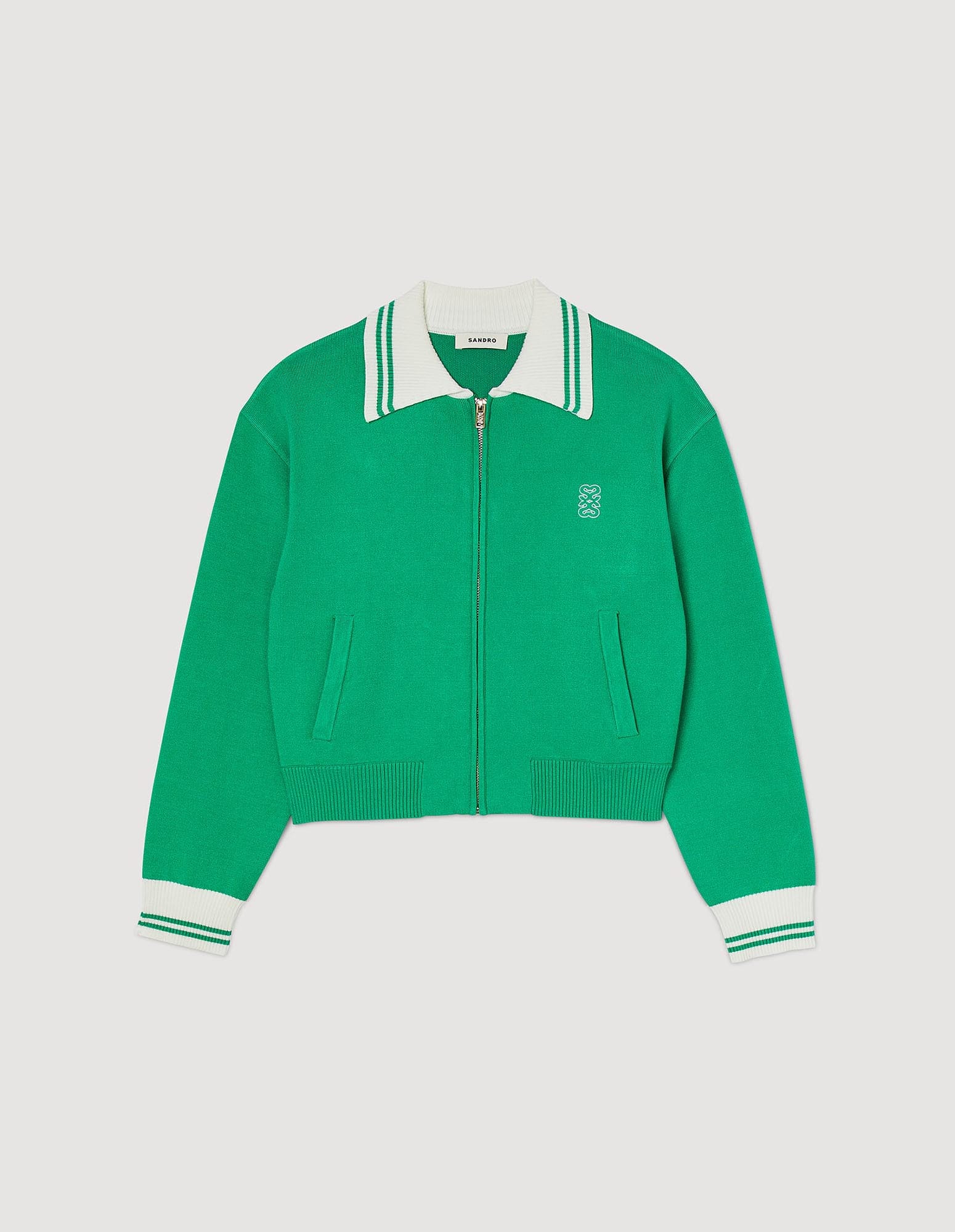SANDRO Zip-Up Varsity Cardigan | Endource