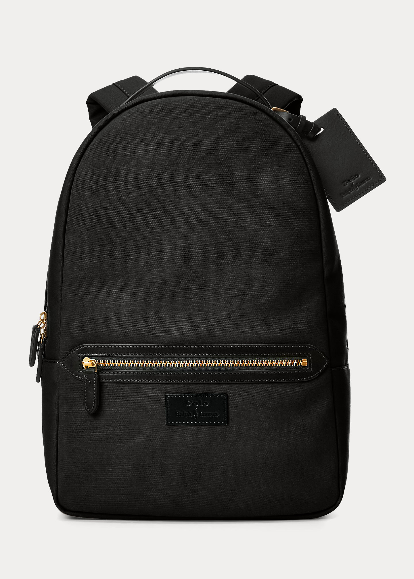 POLO RALPH LAUREN Leather-Trim Canvas Backpack in Black | endource