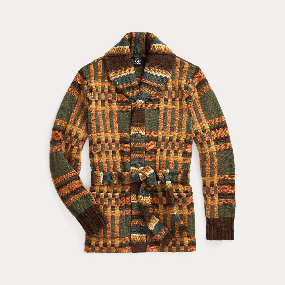RALPH LAUREN RRL Plaid Wool Ranch Cardigan in Green | endource