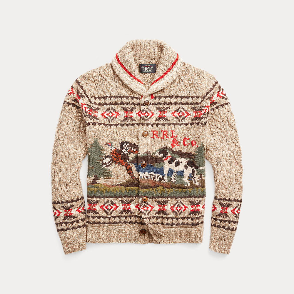 RALPH LAUREN RRL Hand-Knit Linen-Blend Cardigan in Multi | endource