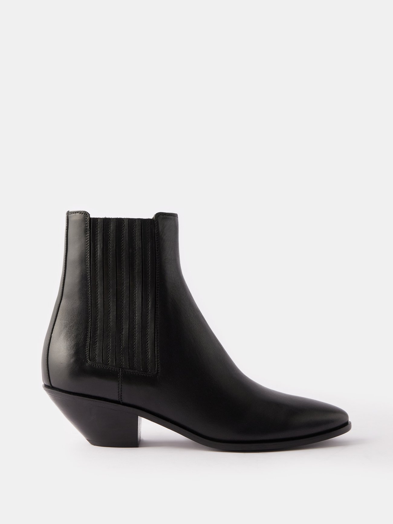 SAINT LAURENT West 45 Leather Ankle Boots in Black | endource