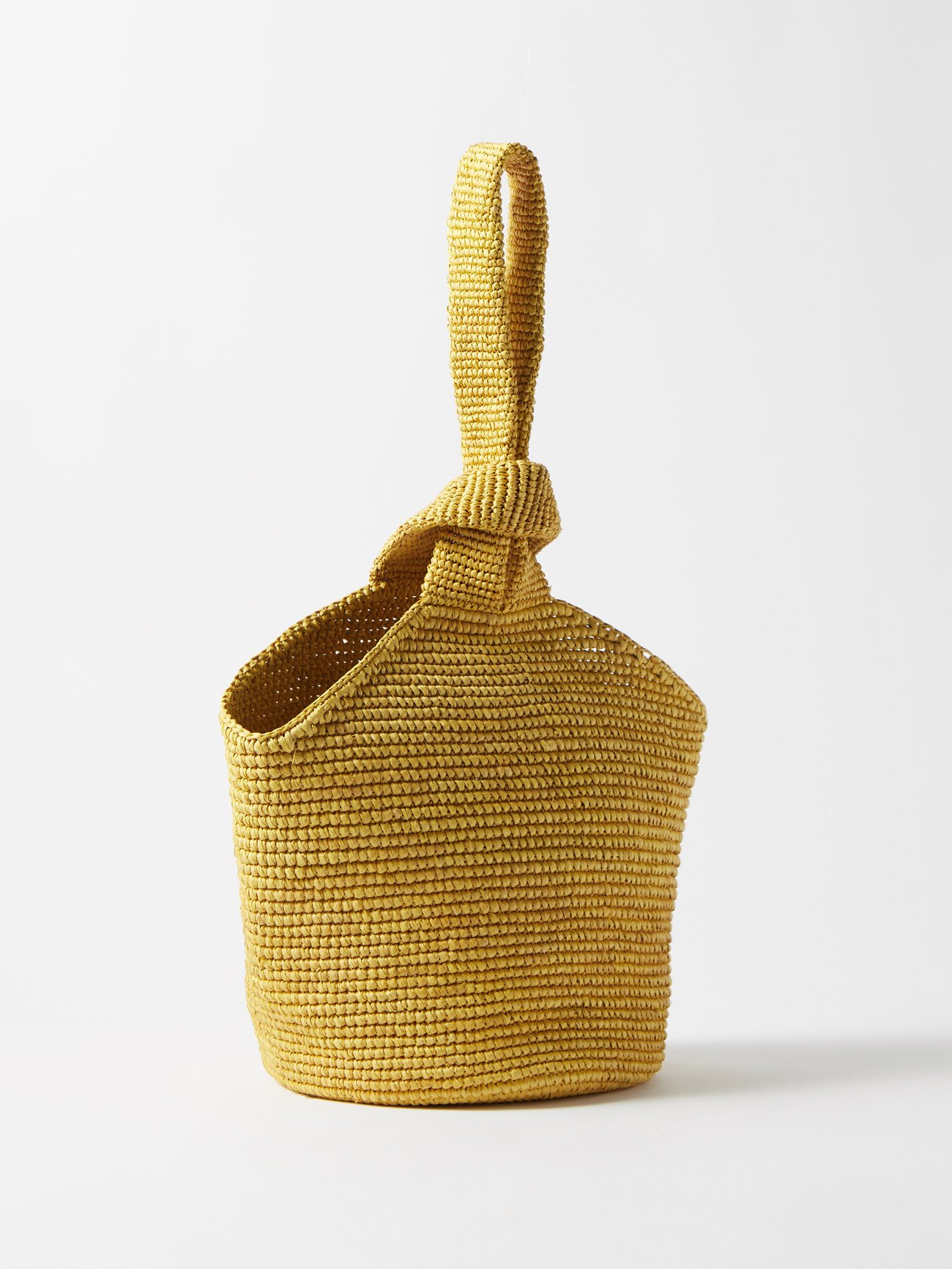 SENSI STUDIO Mini Pull-Through Raffia Bag in Beige | Endource