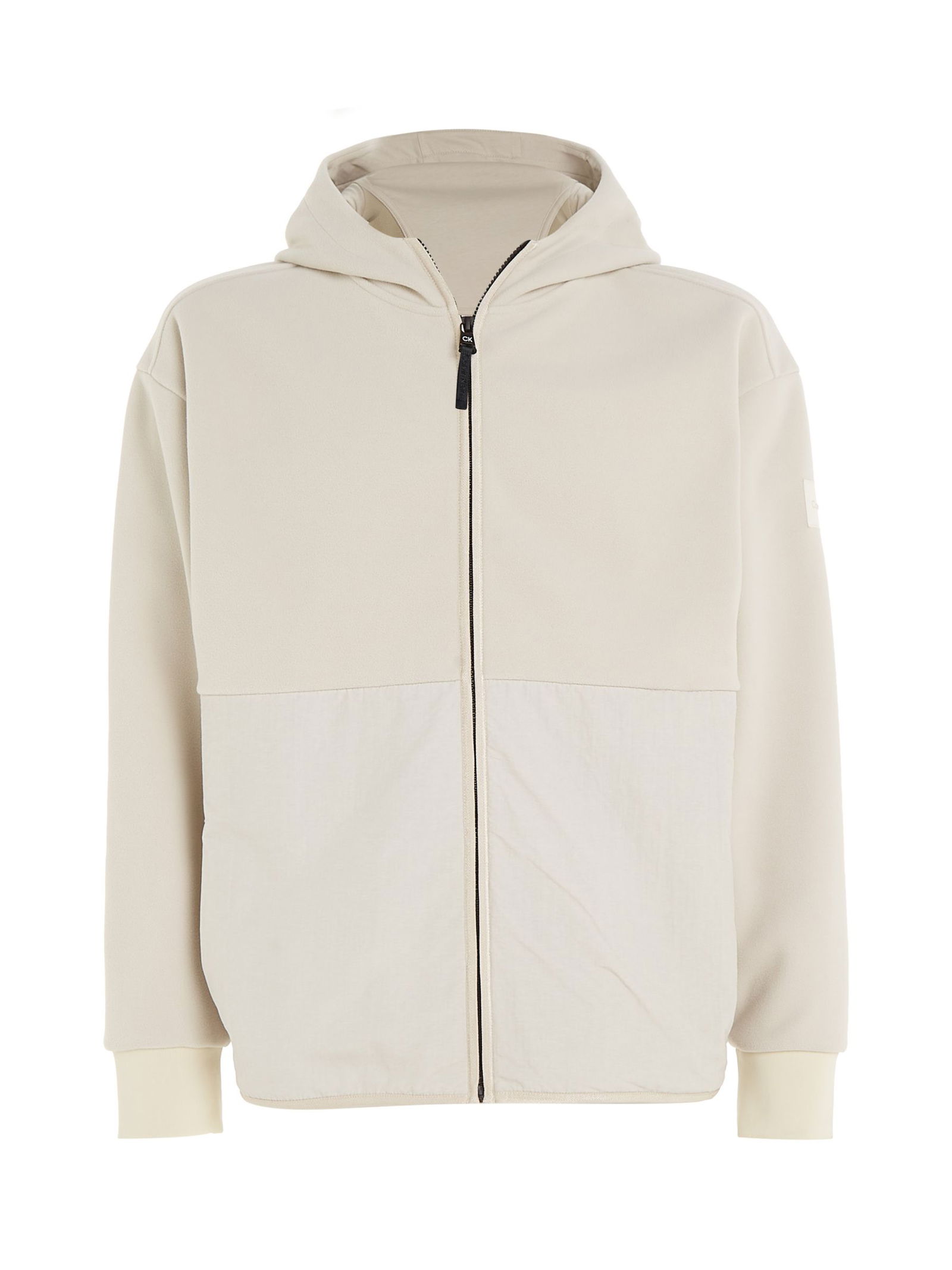 CALVIN KLEIN Fleece Zip Up Jacket in Stony Beige | endource
