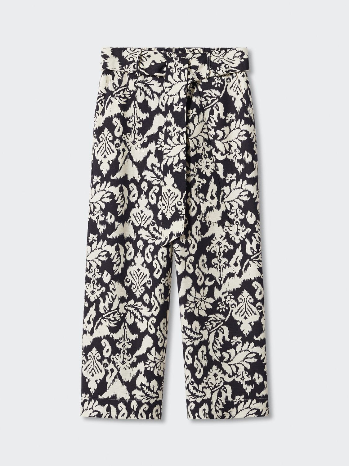 MANGO Plumas Bow Printed Trousers in Black | endource