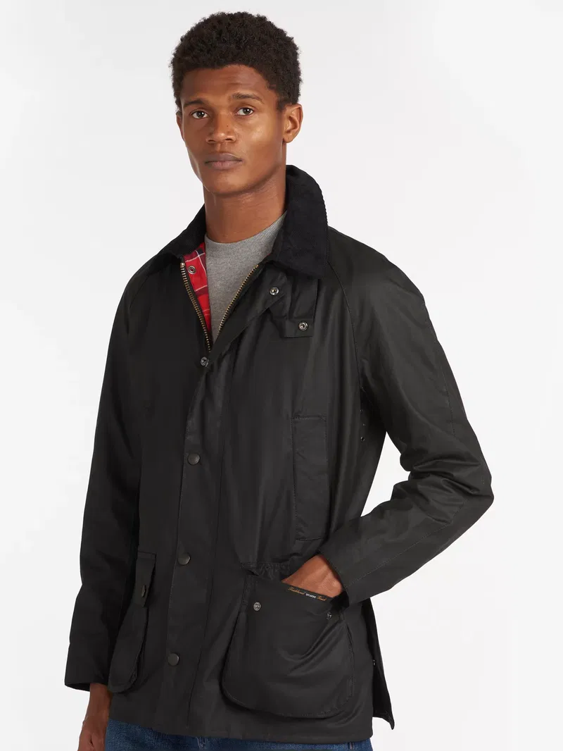BARBOUR Ashby Waxed Cotton Field Jacket in Black | Endource