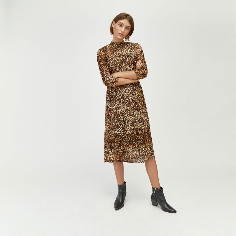 WAREHOUSE Leopard Print Mesh Dress | endource
