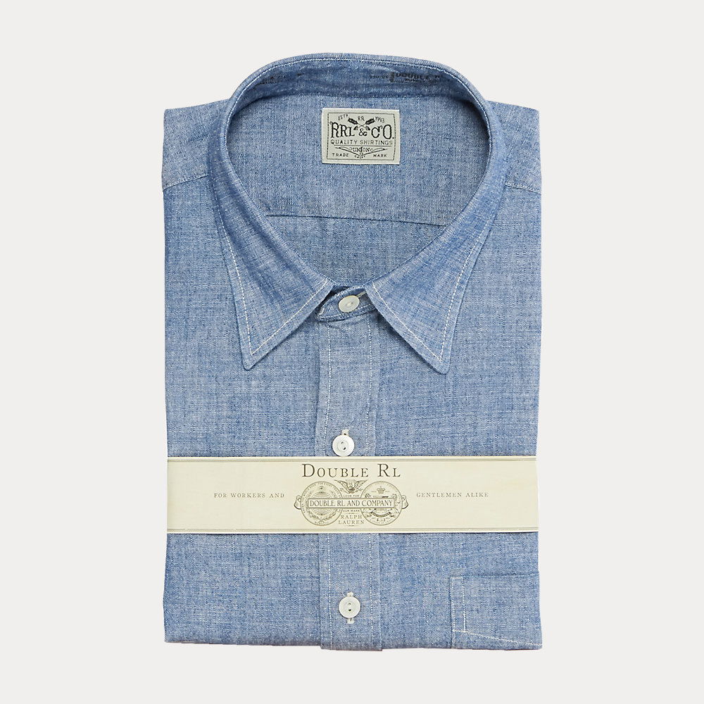 RALPH LAUREN RRL Slim Fit Chambray Shirt in Blue | endource