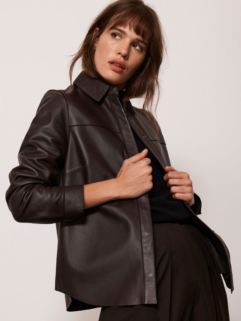 MINT VELVET Leather Shirt in Brown | endource