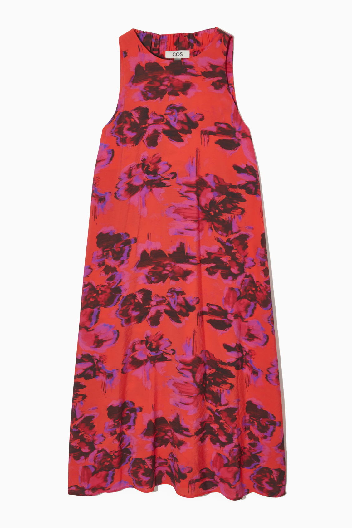 COS Racer-Neck Midi Dress in RED / FLORAL PRINT | Endource