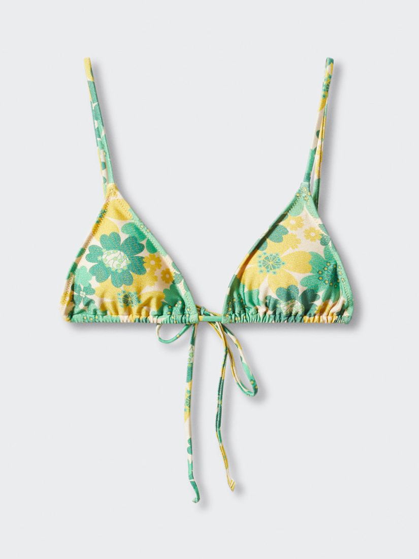 MANGO Salma Triangle Bikini Top in Green/Multi | endource