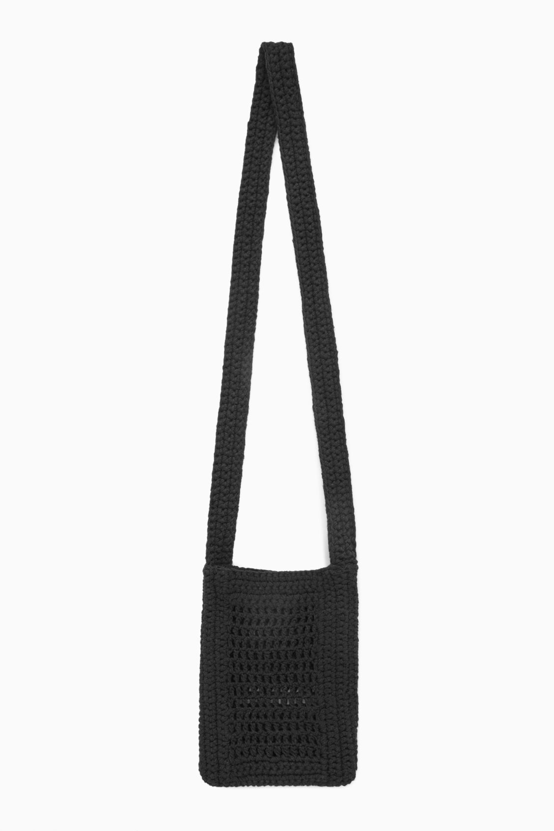 COS Crochet Crossbody Phone Holder in BLACK | Endource
