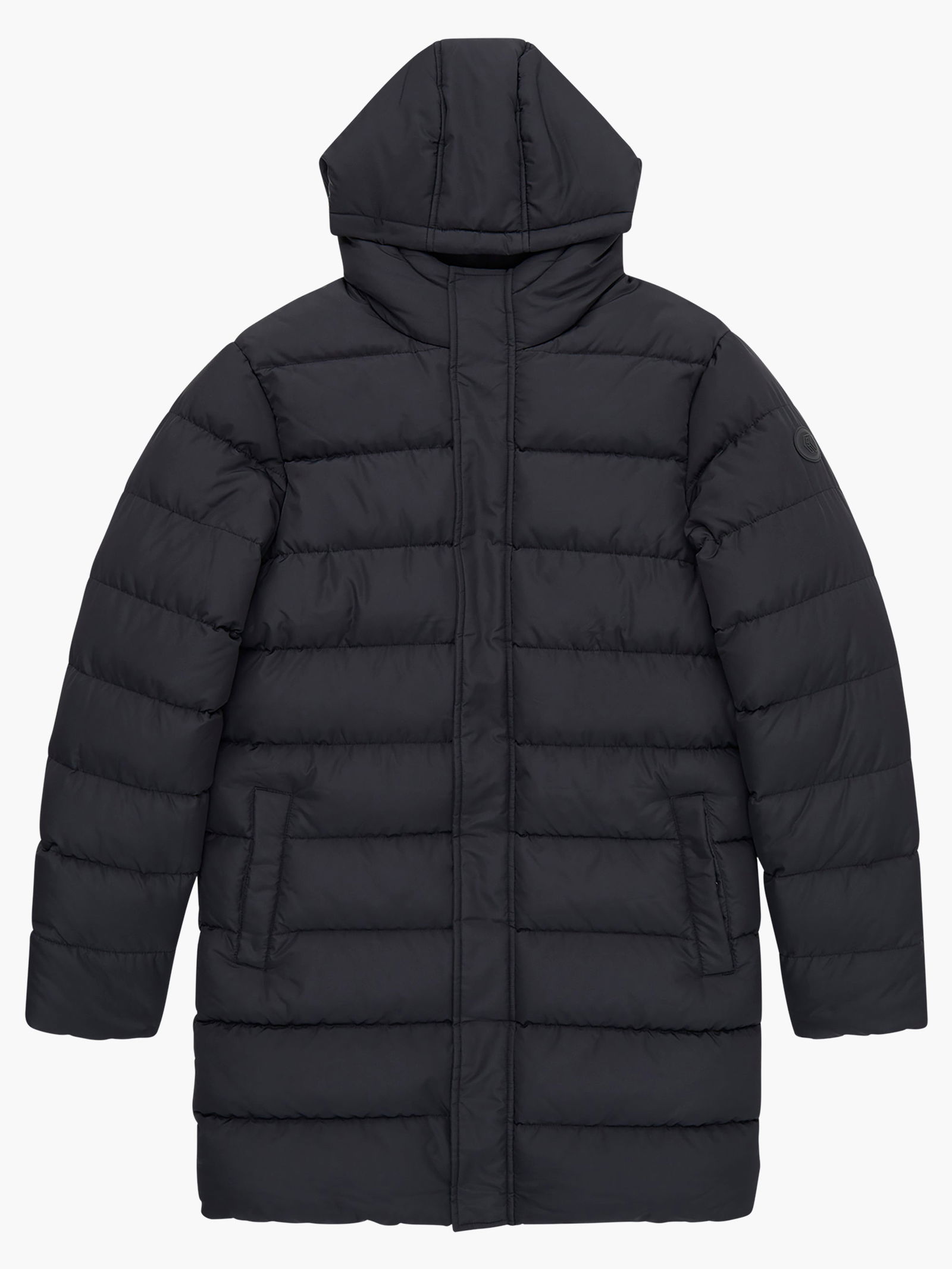 FRENCH CONNECTION Row Hooded Puffer Parka Coat in Black | endource
