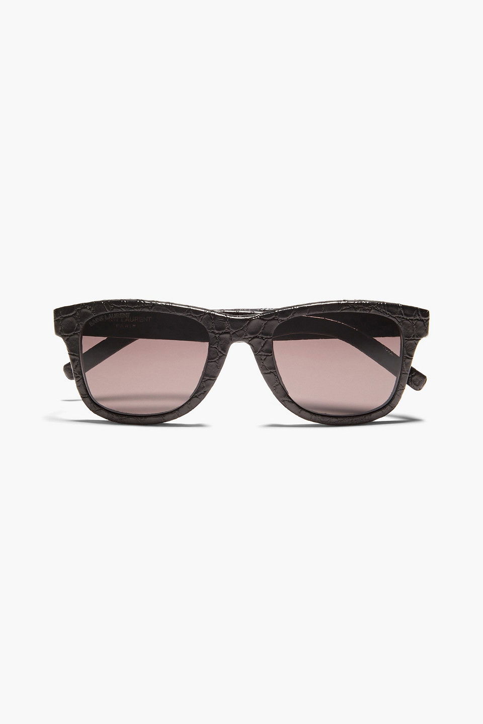 SAINT LAURENT Square-Frame Croc-Effect Leather Sunglasses in Gray ...