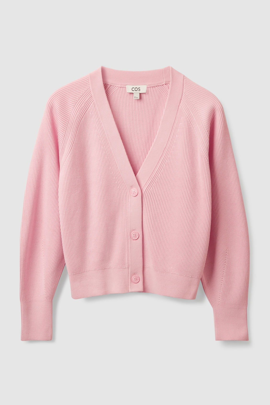 COS Ribbed Knit Cardigan in LIGHT PINK | endource