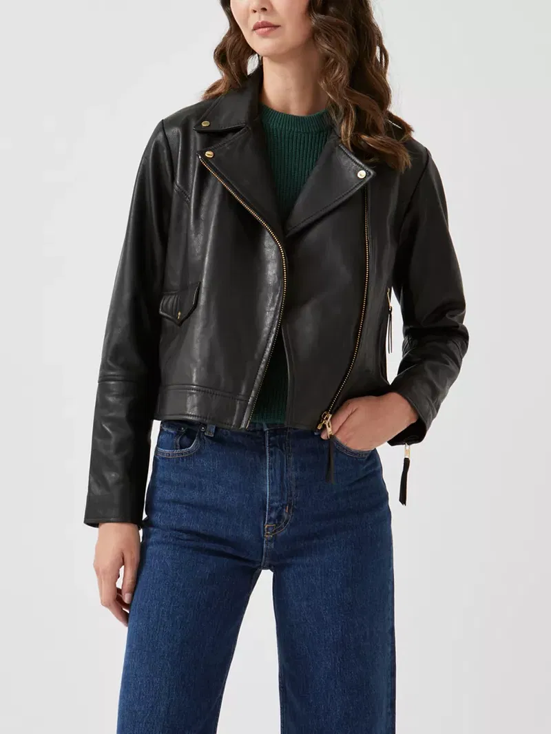 RADLEY Dukes Place Leather Biker Jacket in Black | endource