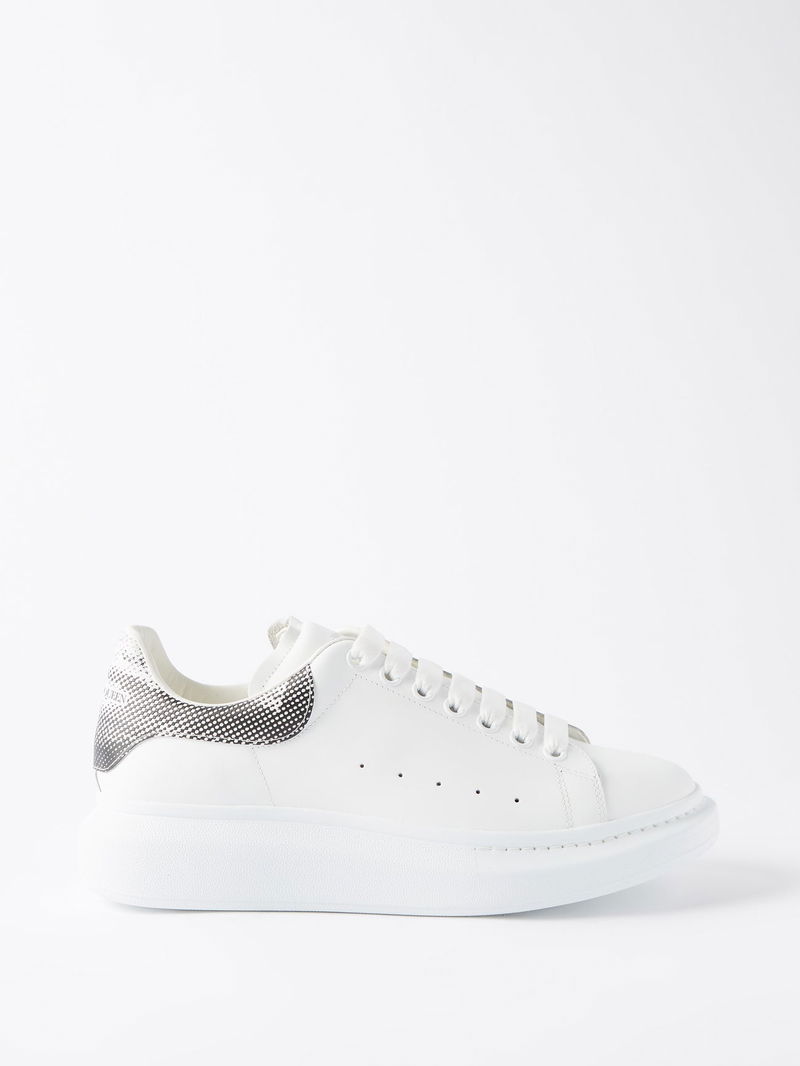 ALEXANDER MCQUEEN Oversized Raised-Sole Leather Trainers in White ...