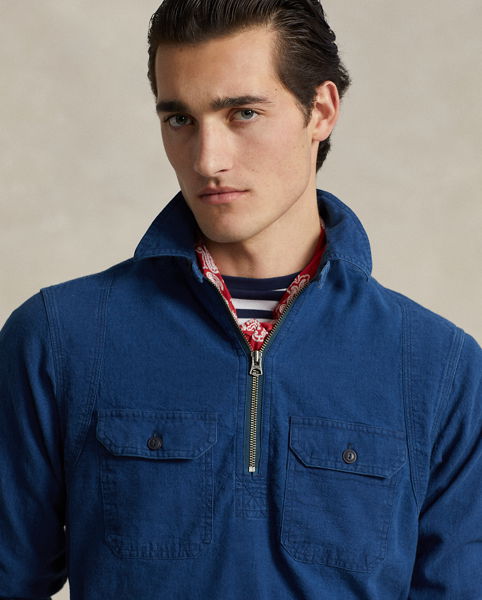 Polo Ralph Lauren Classic Fit Indigo Popover Workshirt In Blue Endource