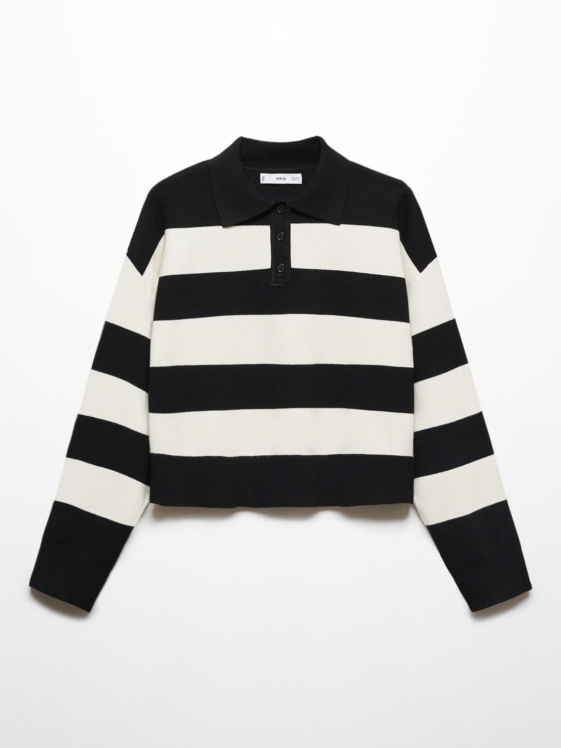 MANGO Dora Block Stripe Polo Neck Cropped Jumper | endource