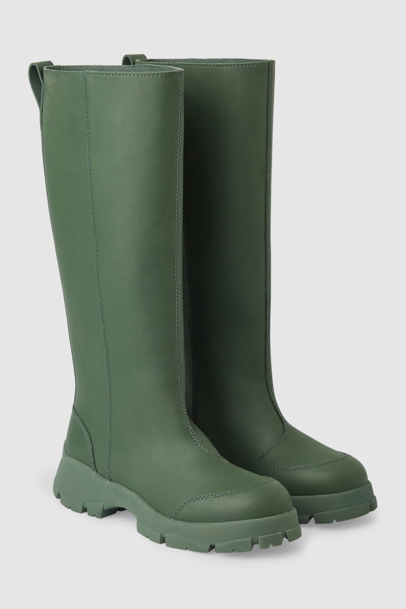 COS Long Rubber Boots in DARK GREEN | Endource