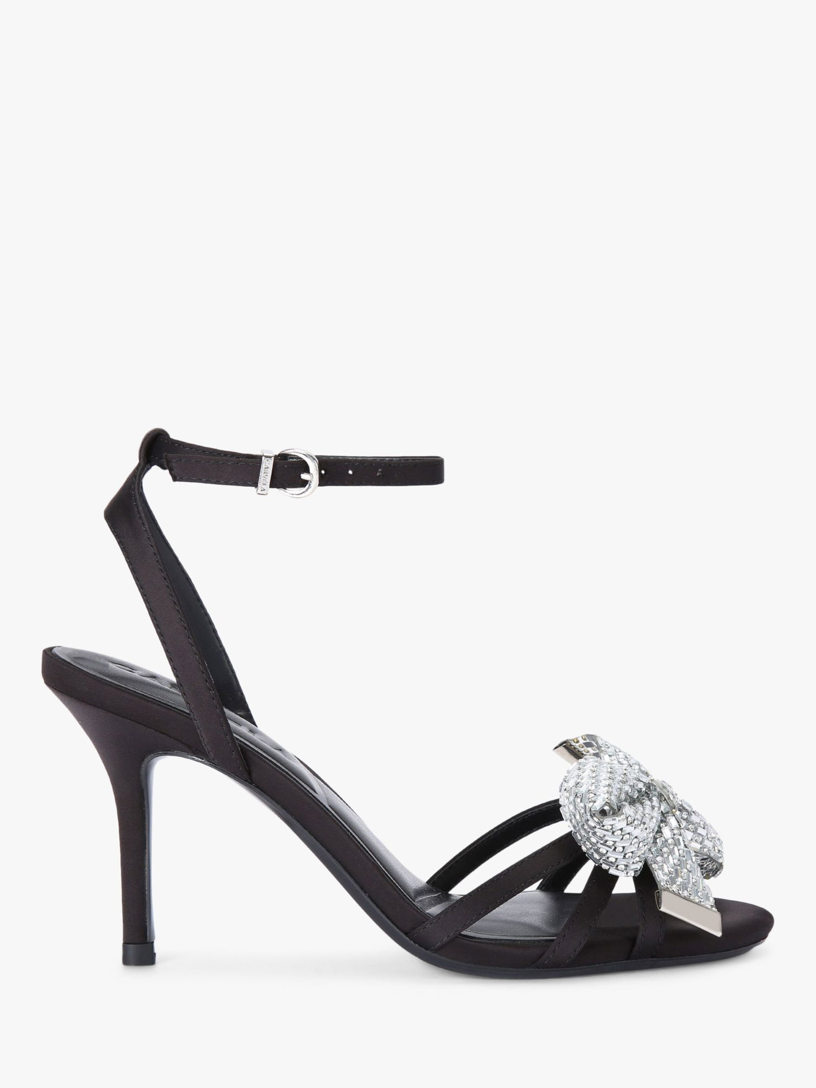 CARVELA Regal Bow Satin Sandals in Black | Endource