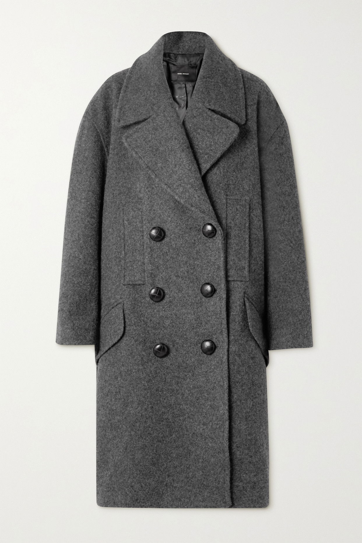 ISABEL MARANT Mayetim Double-Breasted Wool-Felt Coat in Gray | endource