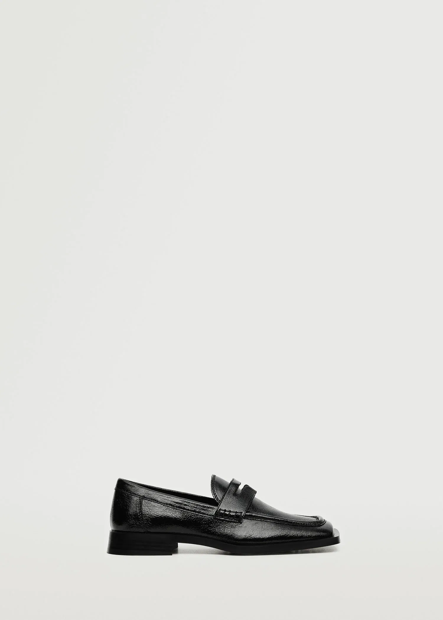 MANGO Square-Toe Moccasin in Black | Endource