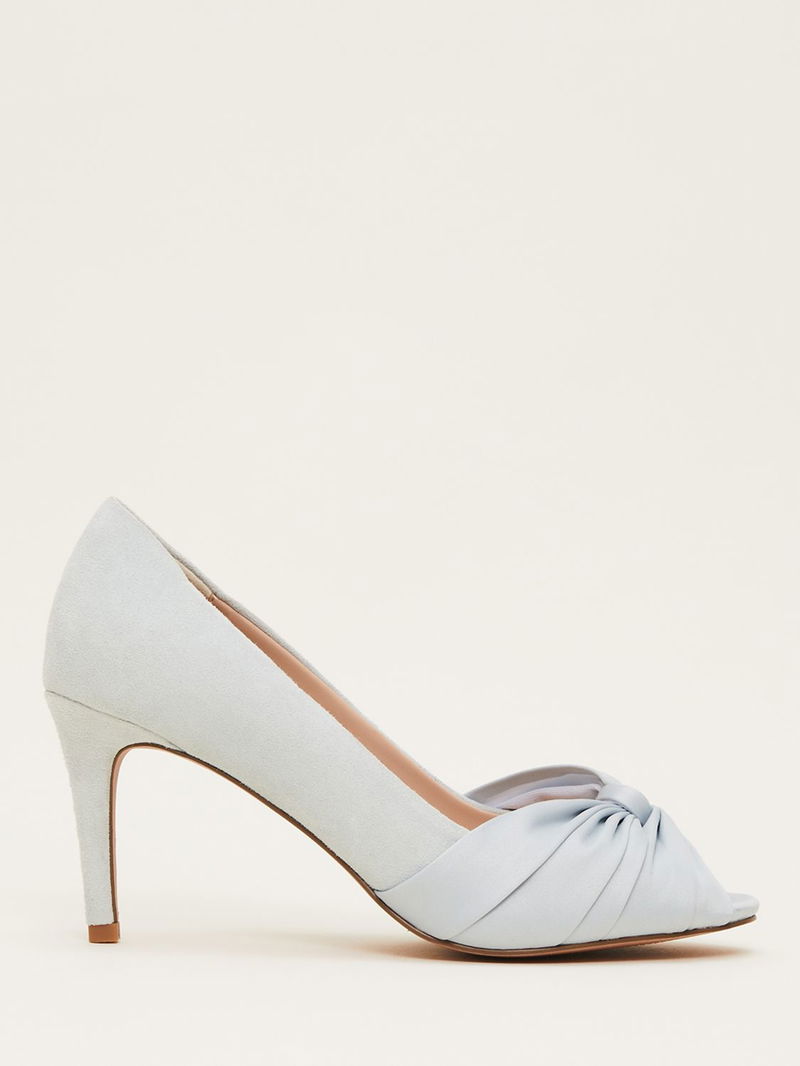 PHASE EIGHT Satin Twist Peep Toe Shoes in Eau De Nil | endource