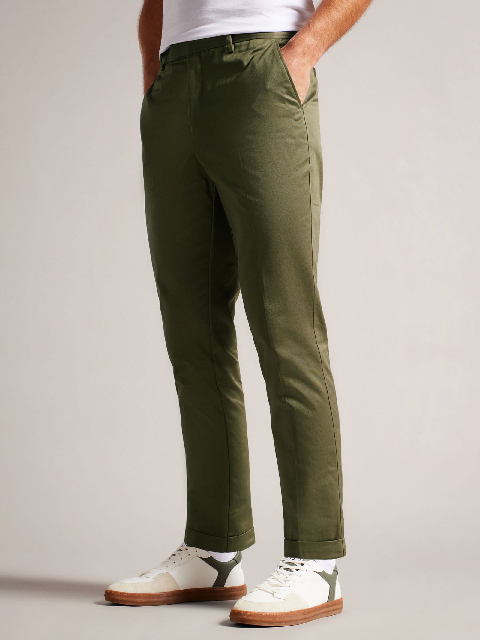 TED BAKER Luciant Slim Fit Twill Trousers in Dark Green | endource