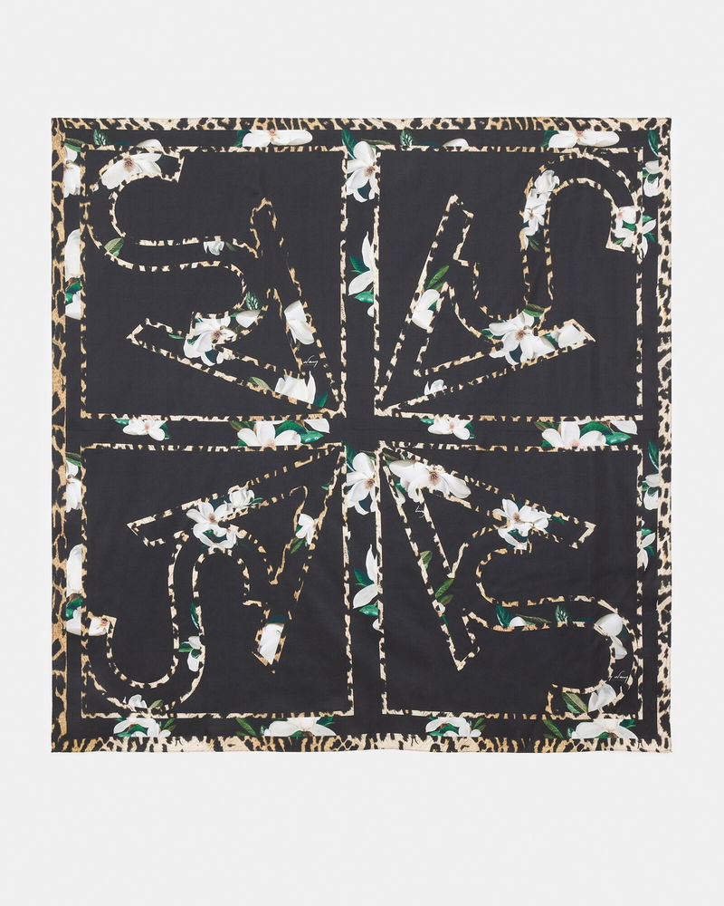 ALLSAINTS Quarters Silk Square Scarf in Black | endource