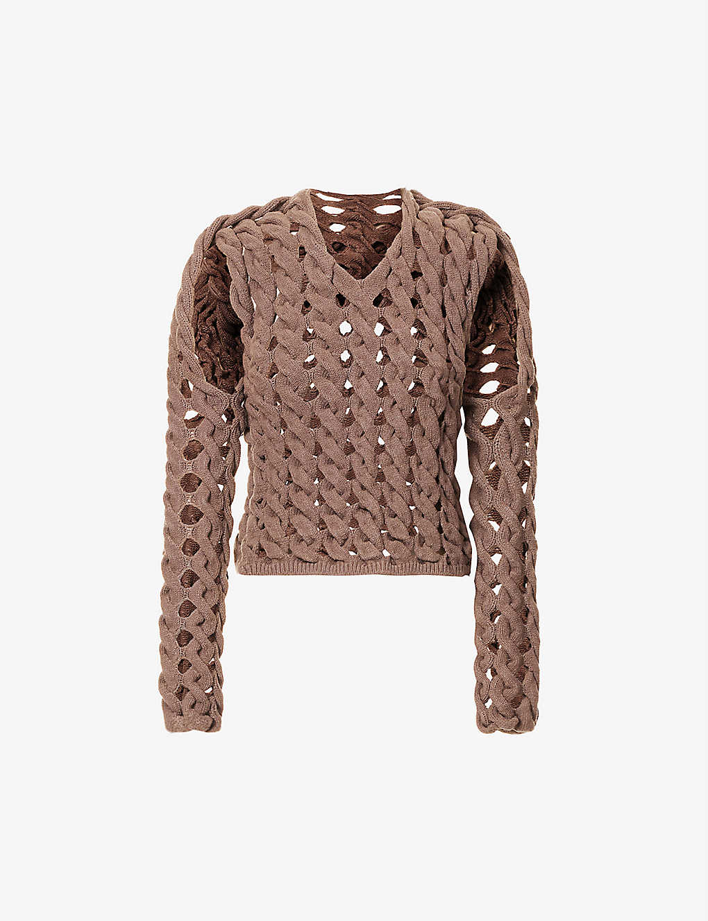ISA BOULDER Cut-Out Semi-Sheer Stretch-Knitted Jumper in YAM | Endource