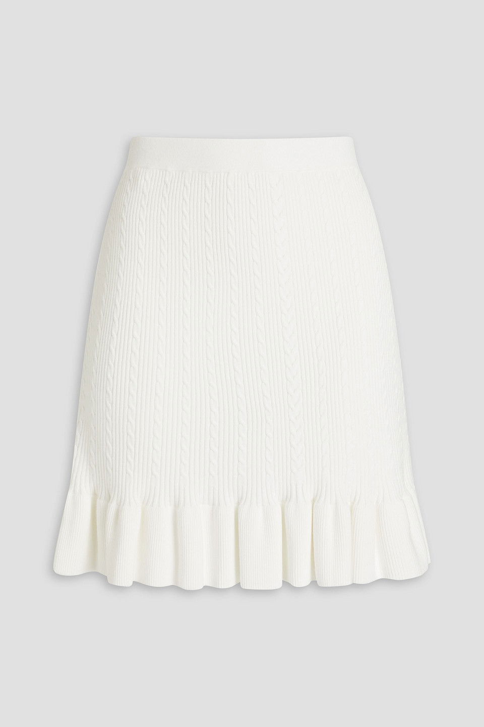 SANDRO Soline Cable-Knit Mini Skirt in White | endource