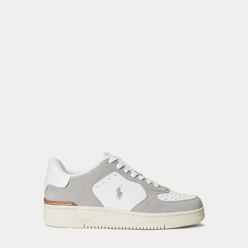 POLO RALPH LAUREN Masters Court Leather-Suede Trainer in Grey | Endource