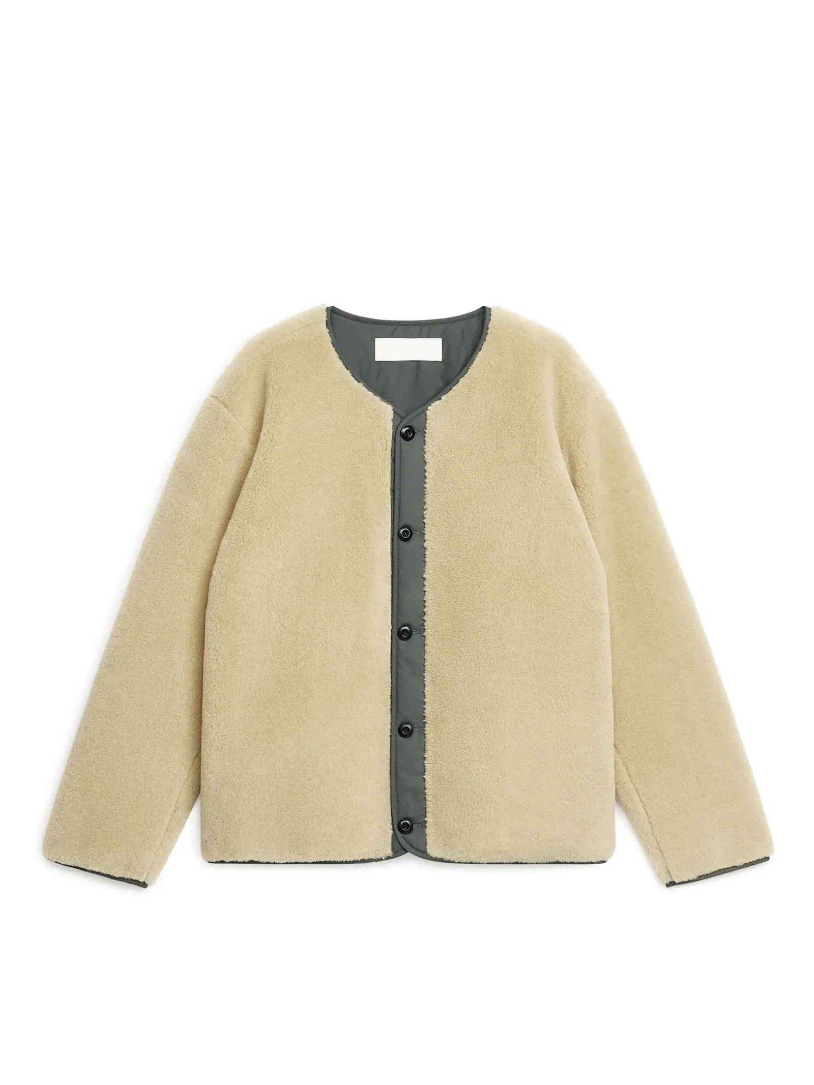 ARKET Wool Fleece Liner Jacket in Beige/Green | endource
