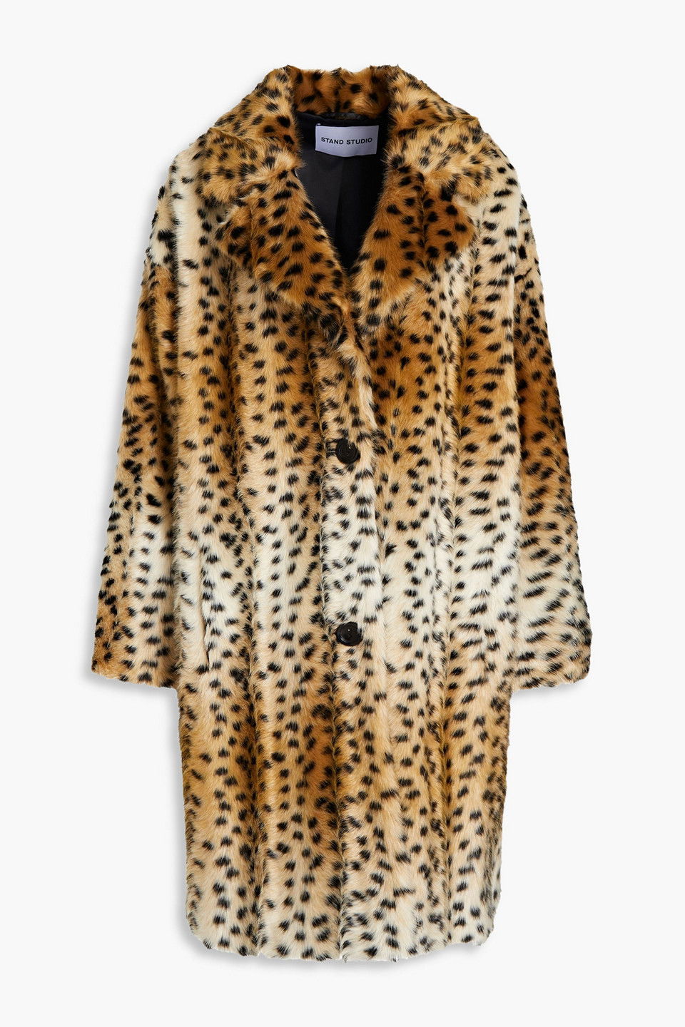 STAND STUDIO Minna Leopard-Print Faux Fur Coat in Animal Print | endource
