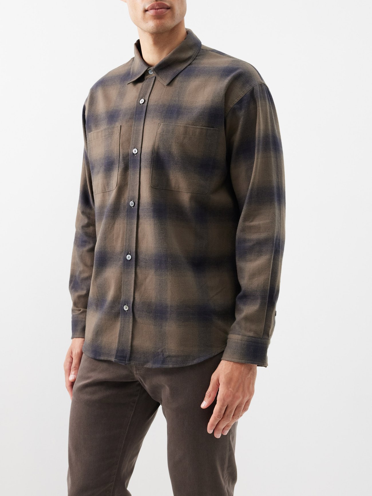 FRAME Plaid Cotton-Flannel Shirt | endource