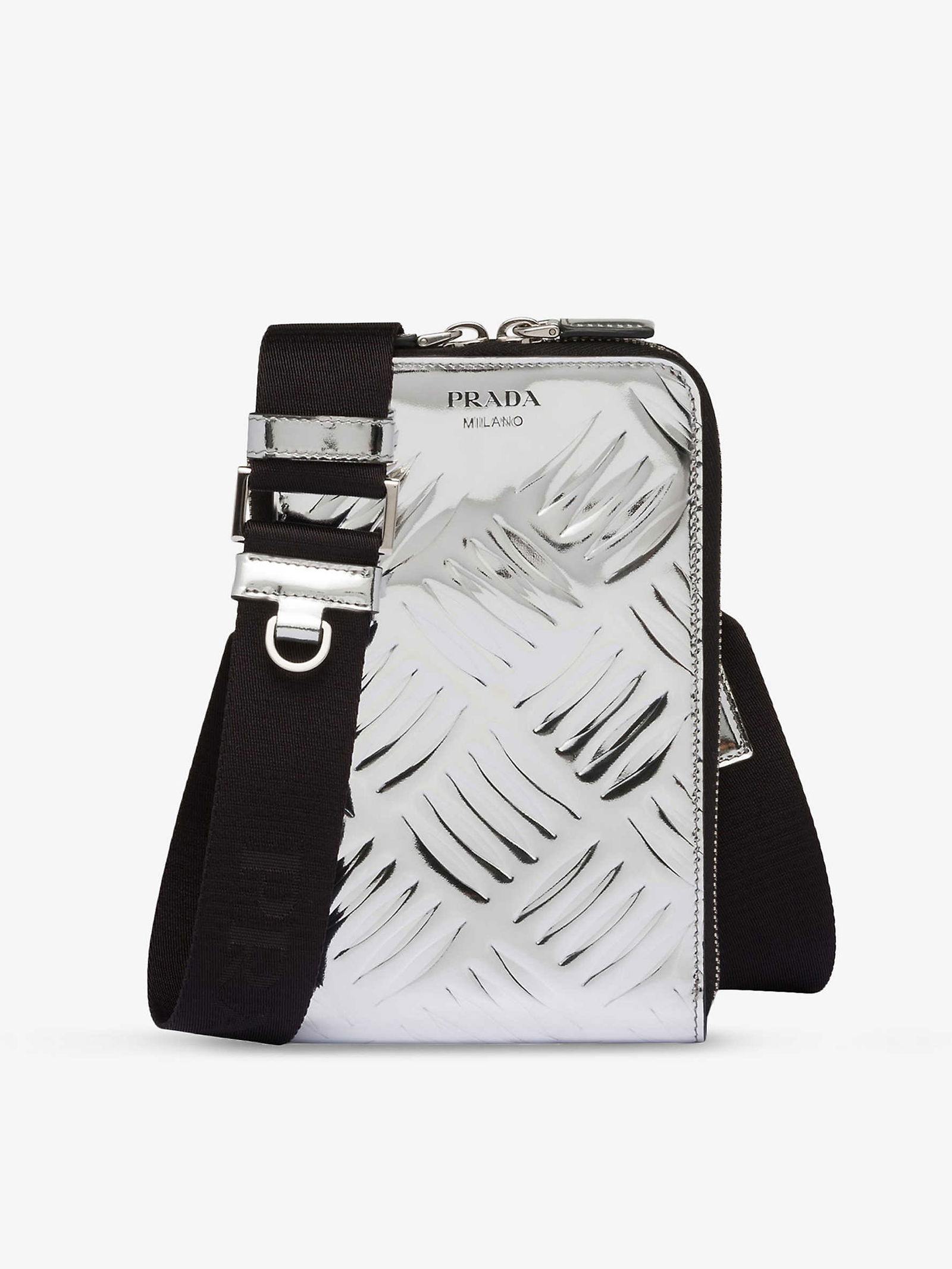 PRADA Brushed Leather Smartphone Case in GOLD/SILVER | endource