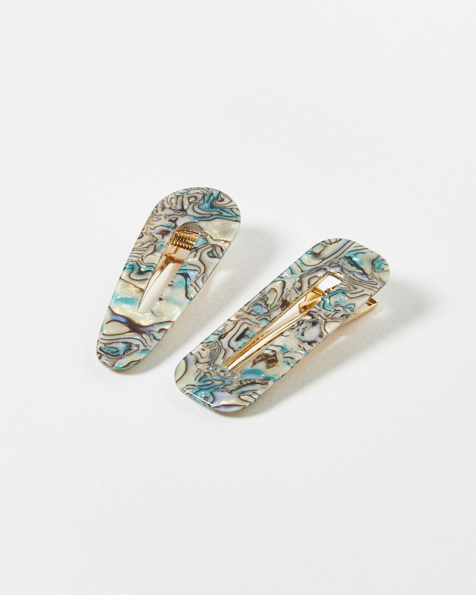 OLIVER BONAS Zariah Shimmer Marbled Hair Clips Pack of Two in Blue ...