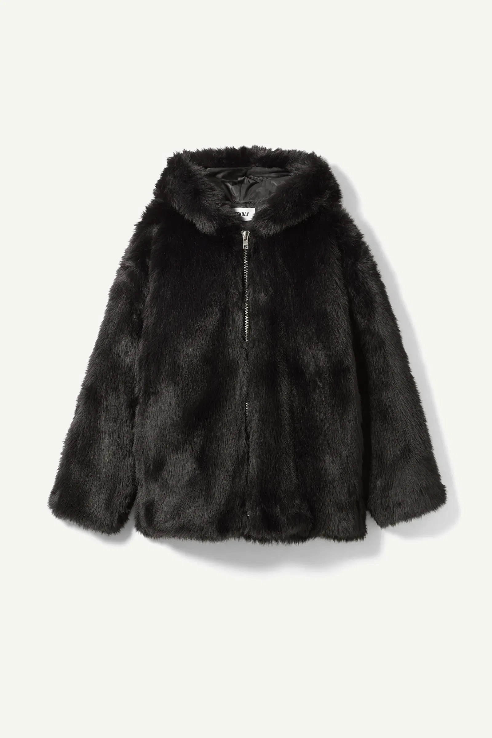 WEEKDAY Solo Faux Fur Jacket in Black | endource