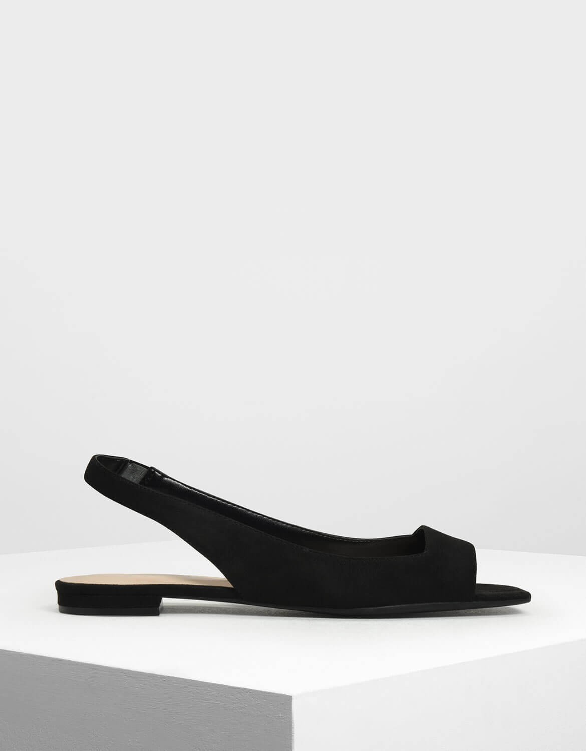 CHARLES & KEITH Square Peep Toe Slingback Flats | endource
