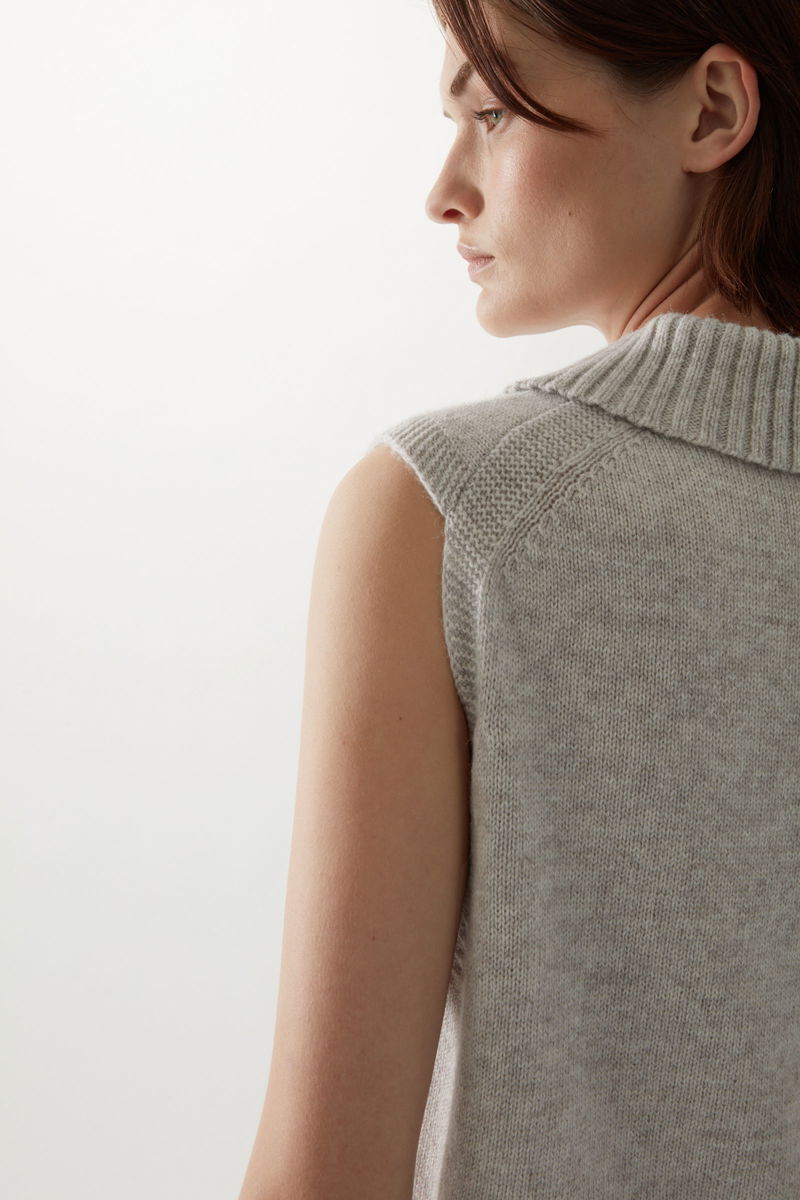COS Lambswool V-Neck Collar Knitted Vest in Off-white | endource