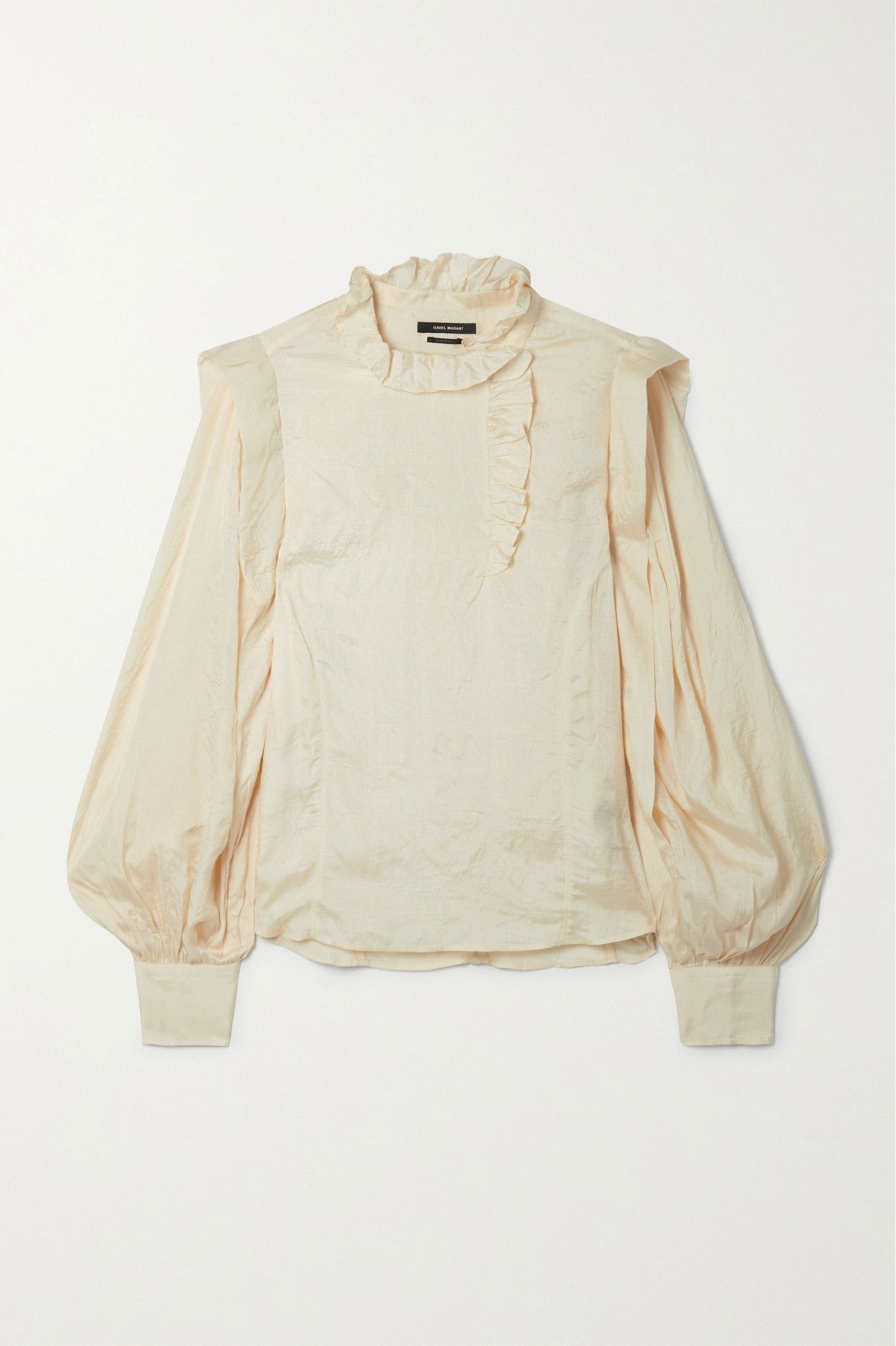 ISABEL MARANT Chandra Ruffled Silk-Crepe Blouse in Ecru | endource