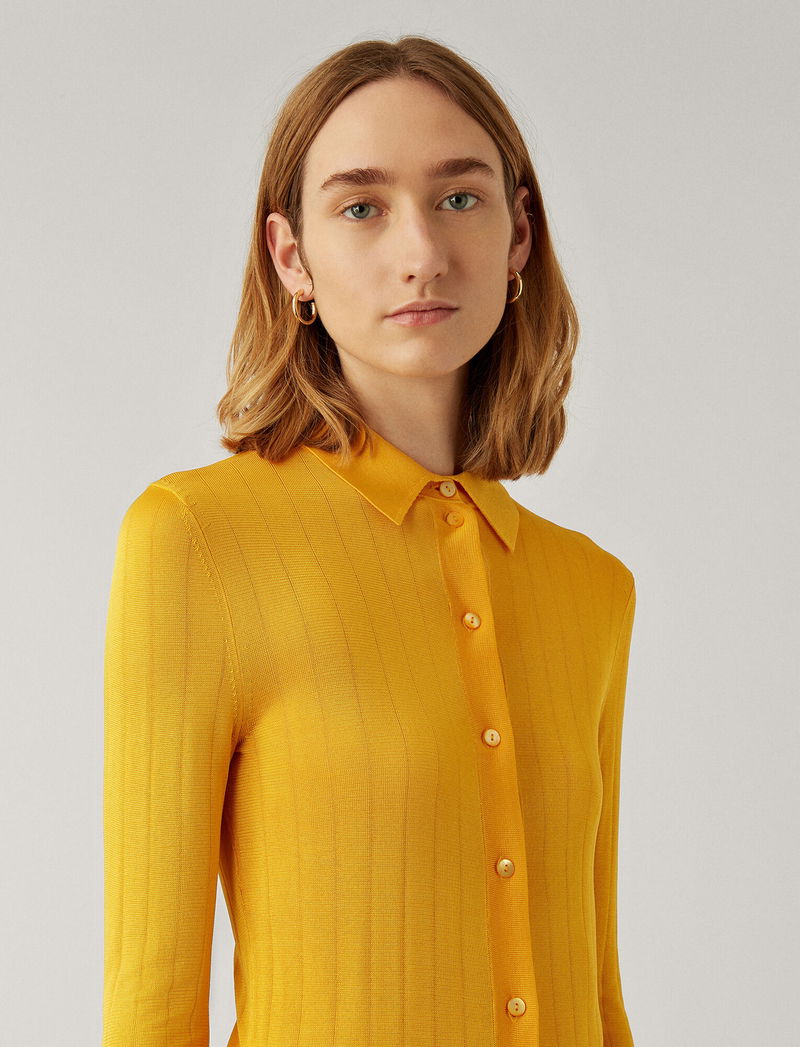 JOSEPH Beth Shinny Rib Knit in POLLEN | Endource