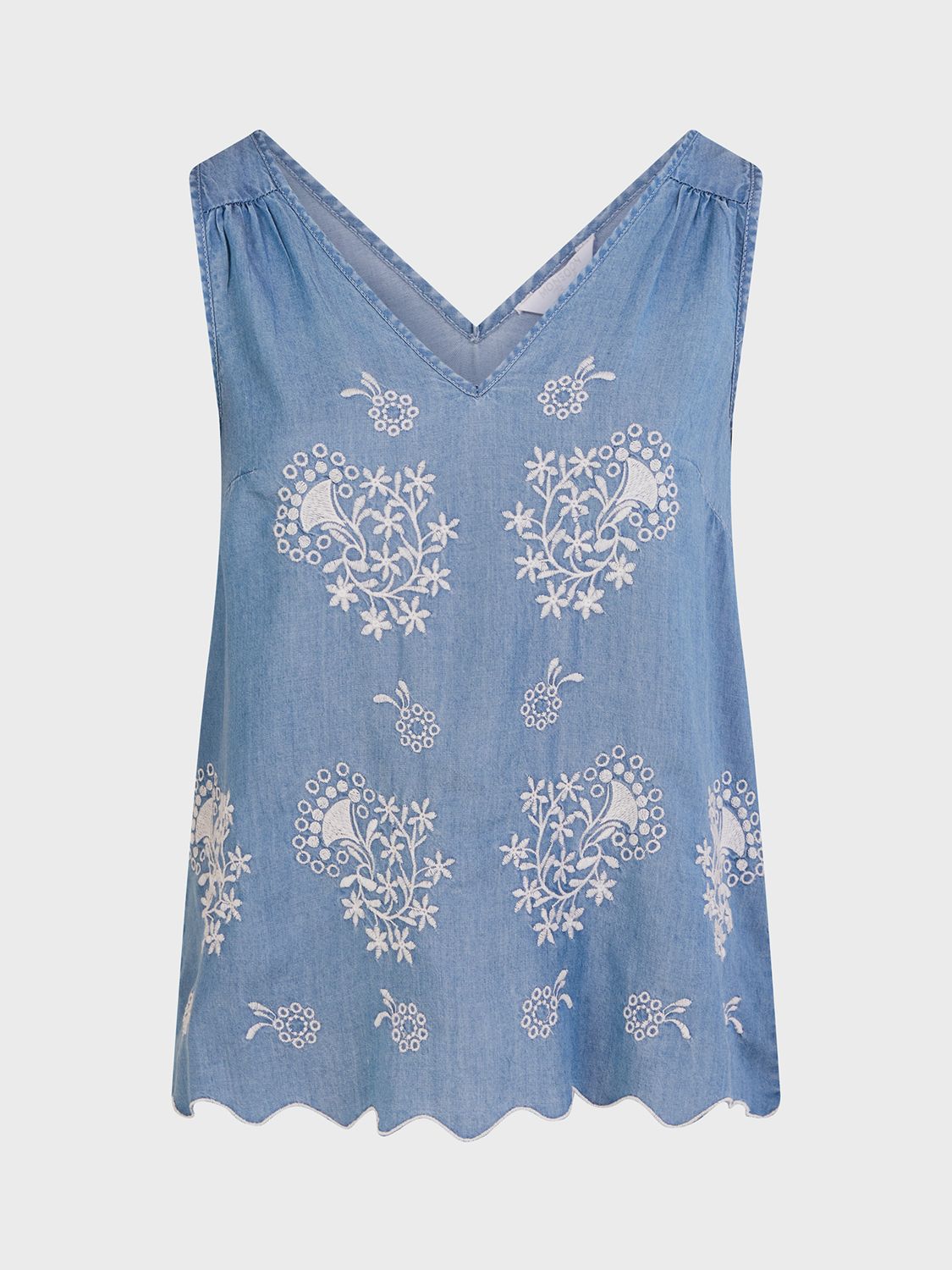 Monsoon Embroidered Tank Top in Denim Blue | endource