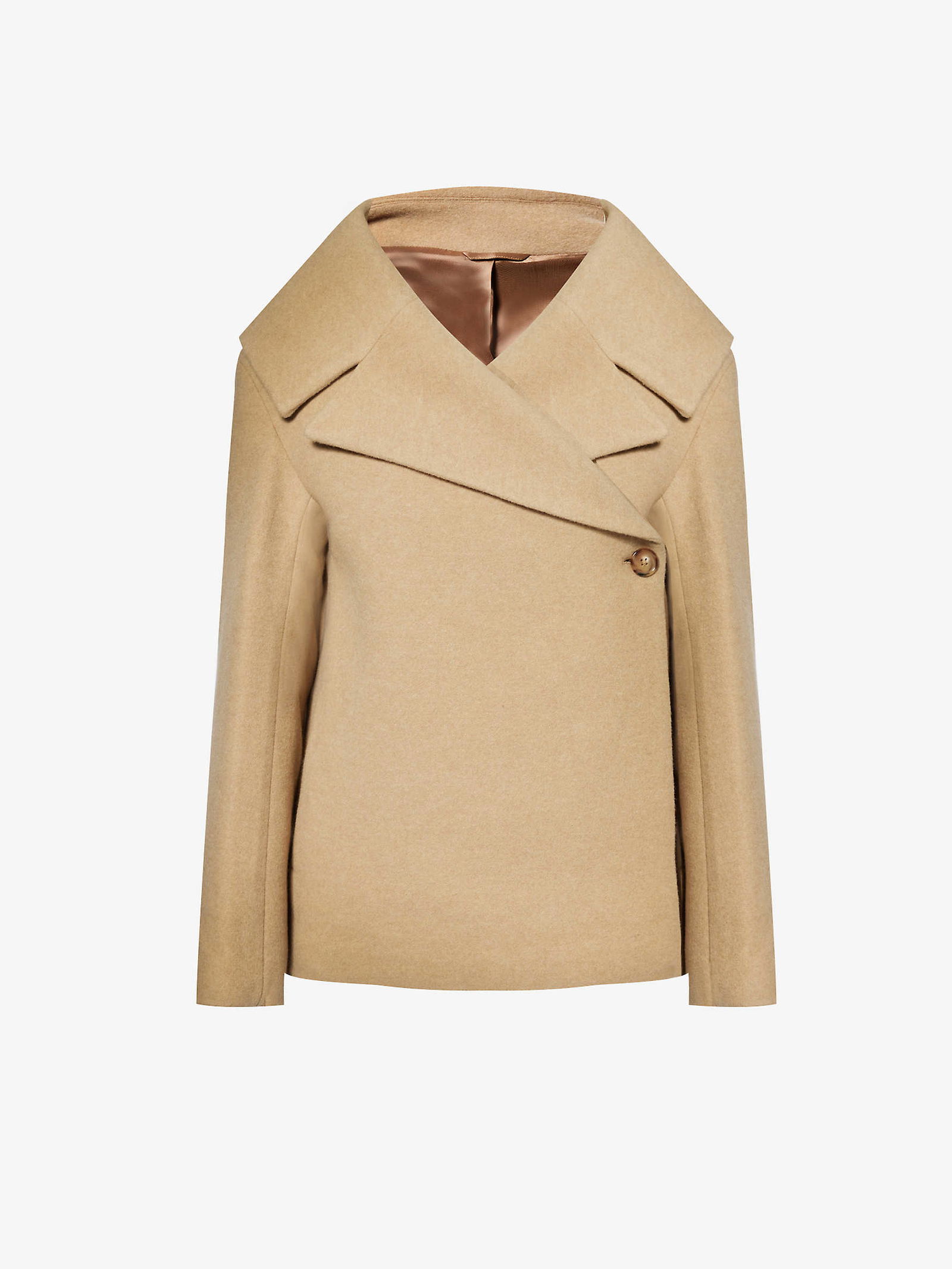 TOTEME Wrap-Effect Double-Breasted Wool-Blend Felt Jacket in BISCUIT | endource