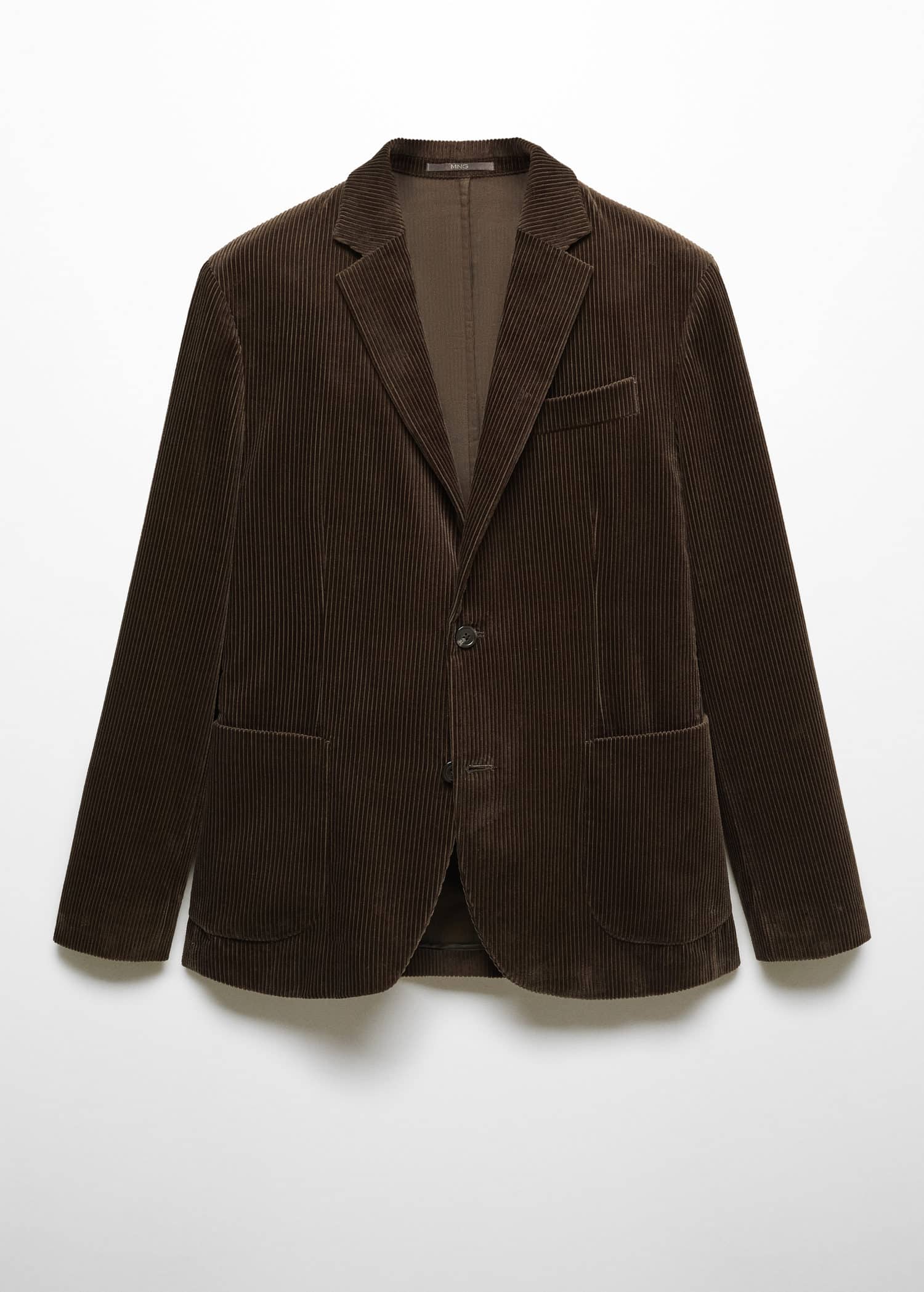 MANGO Slim Fit Corduroy Blazer in Brown | endource