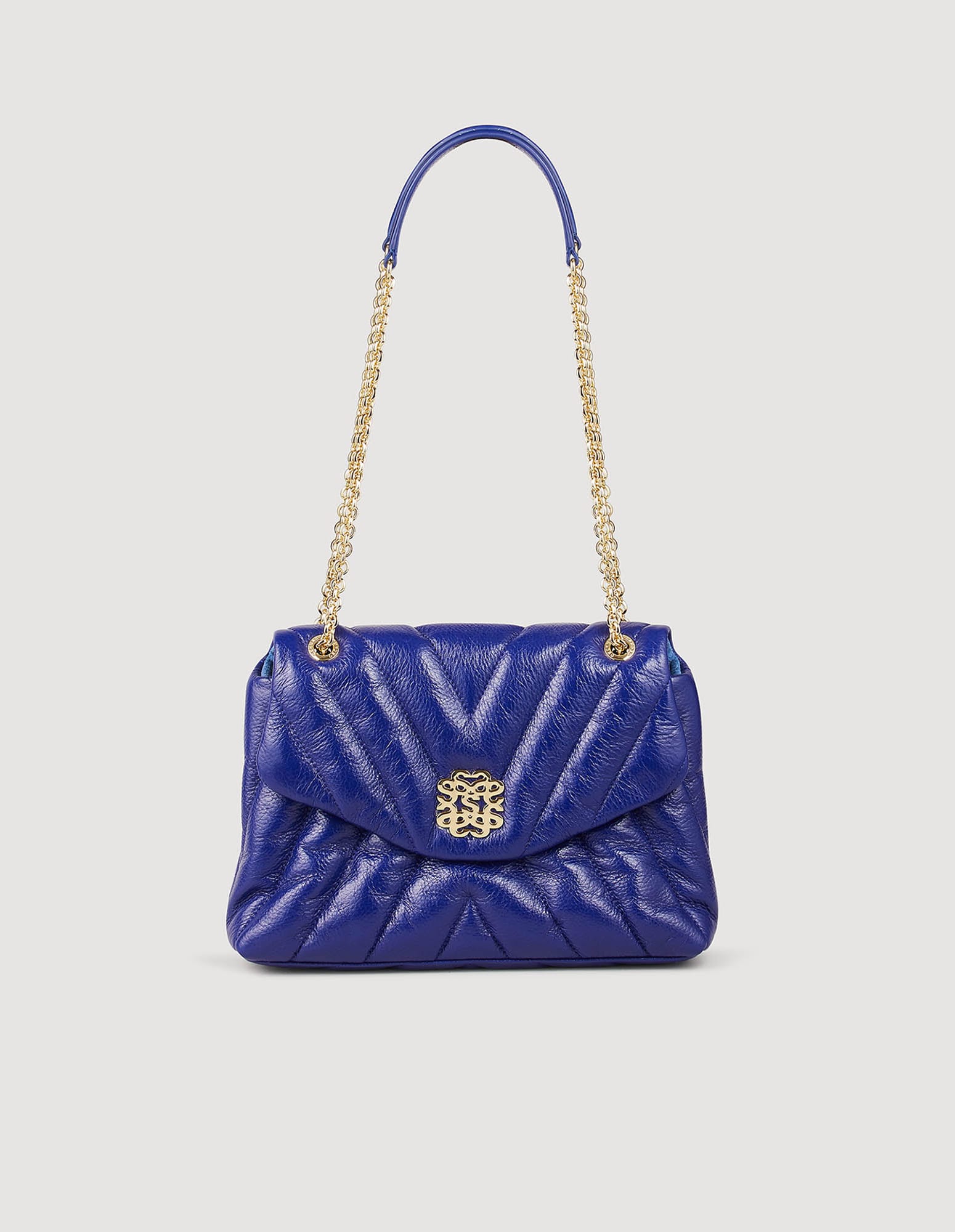 SANDRO Quilted Grained Leather Mila Bag in Deep blu | endource