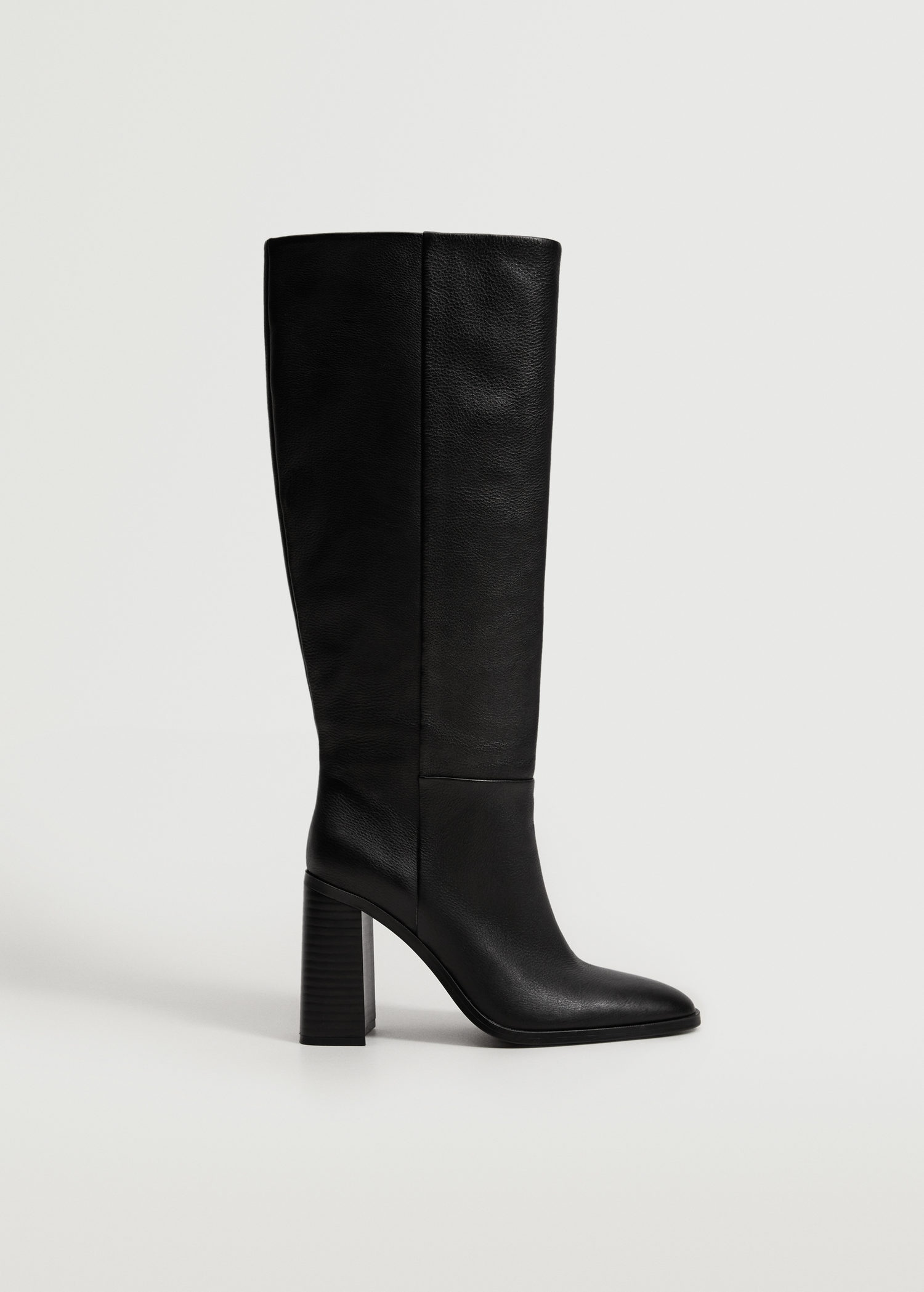 MANGO High Heel Leather Boot in Black | endource